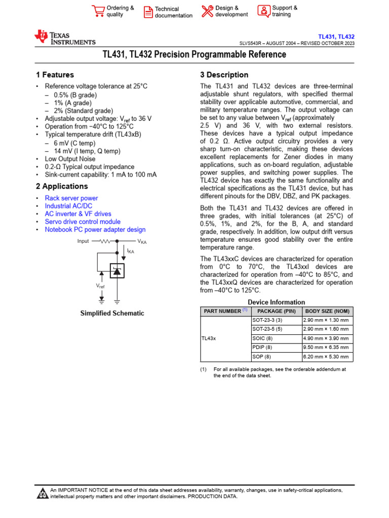 TL 431 | PDF | Power Supply | Electrical Engineering