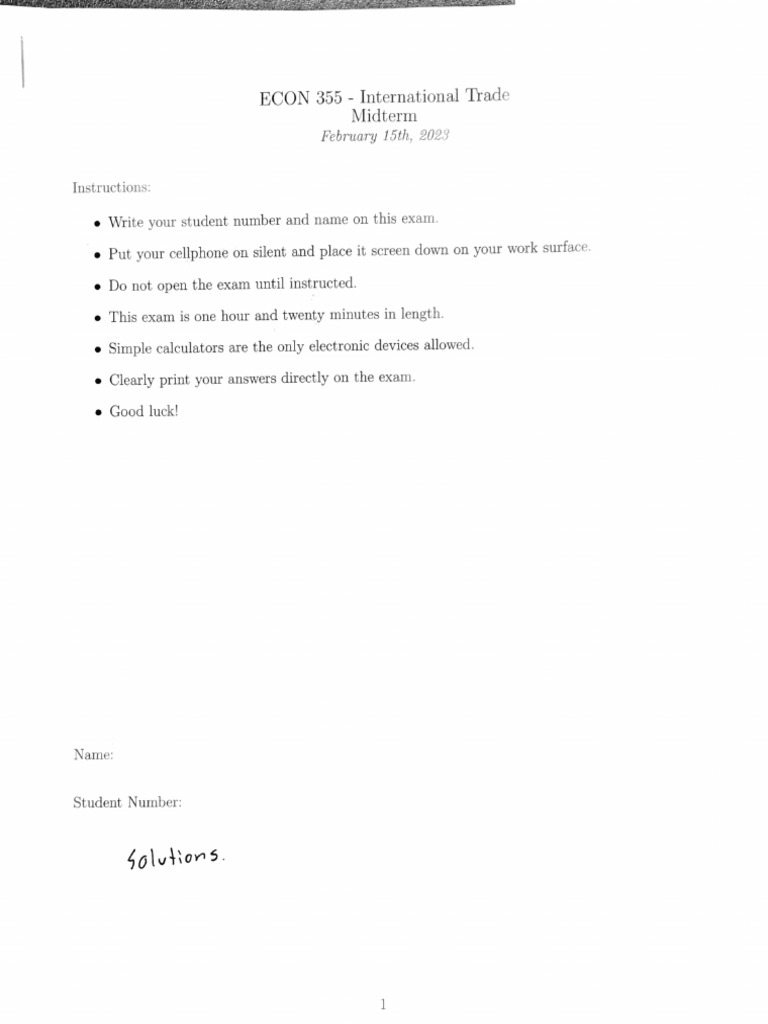 W2023 - Midterm - Solutions ECON | PDF