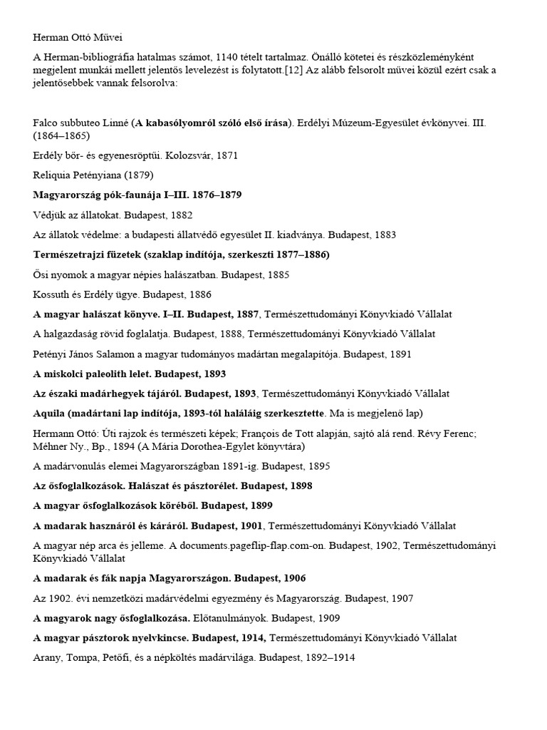 Herman Ottó Művei | PDF