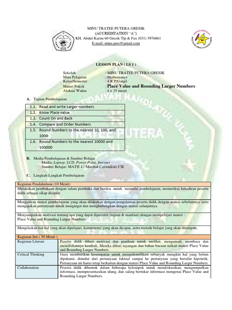 MODUL AJAR (LESSON PLAN) - MATH-4-23-enny-fix | PDF