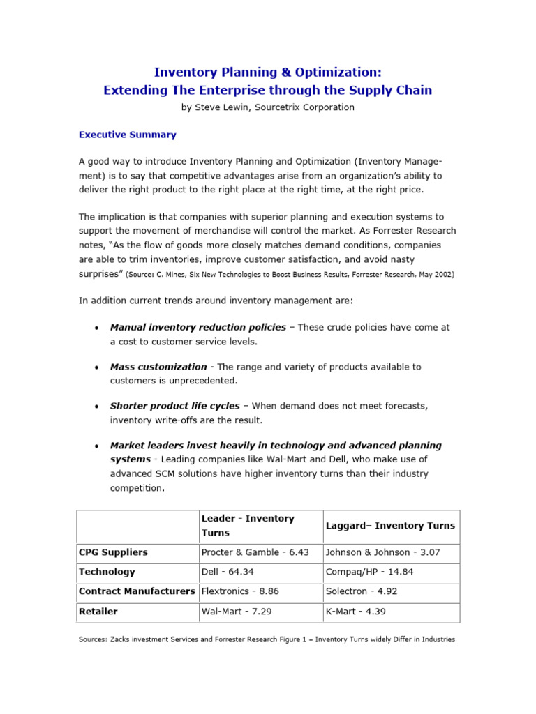 Inventory Planning Optimization | PDF | Enterprise Resource Planning ...