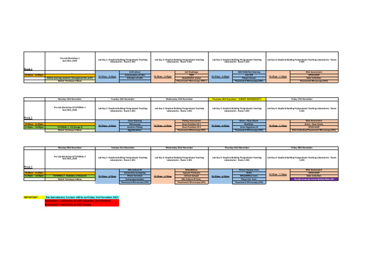Practical Microbiology Lab Timetable 2023-2024 - As of 16.10.23 ...