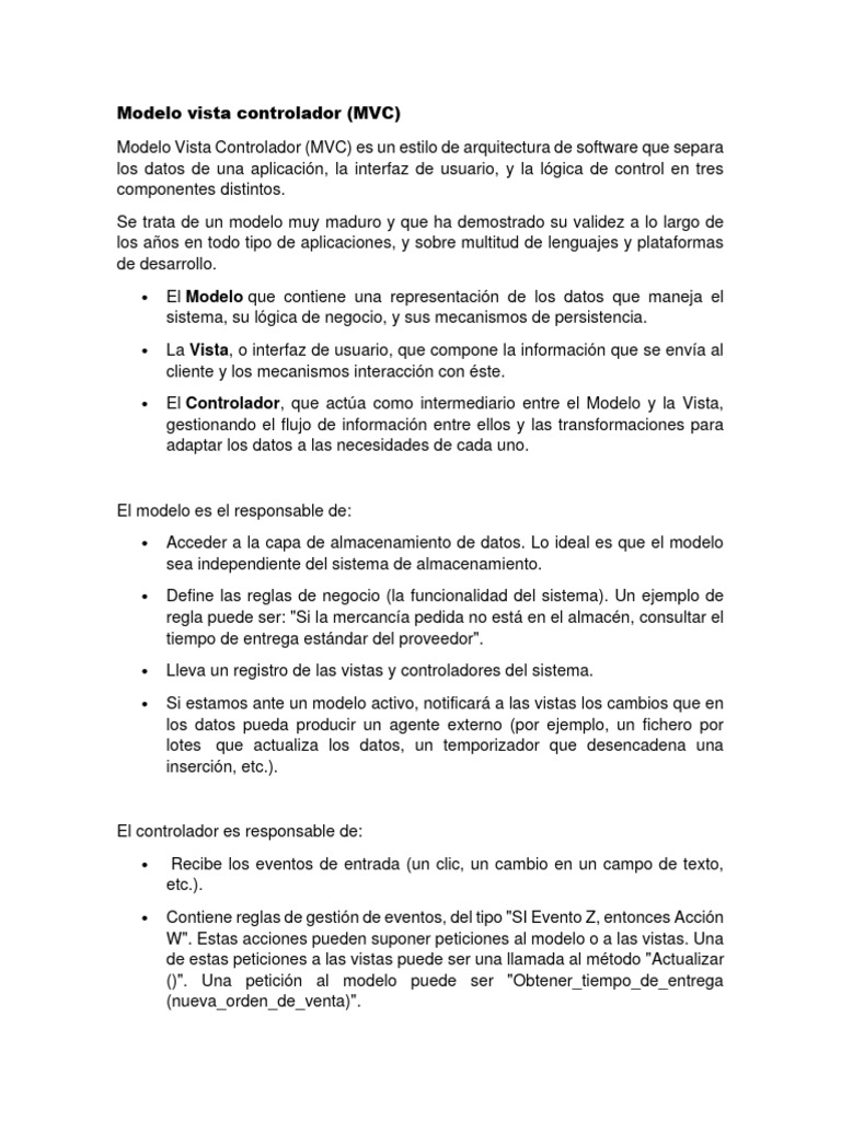 Modelo Vista Controlador | PDF