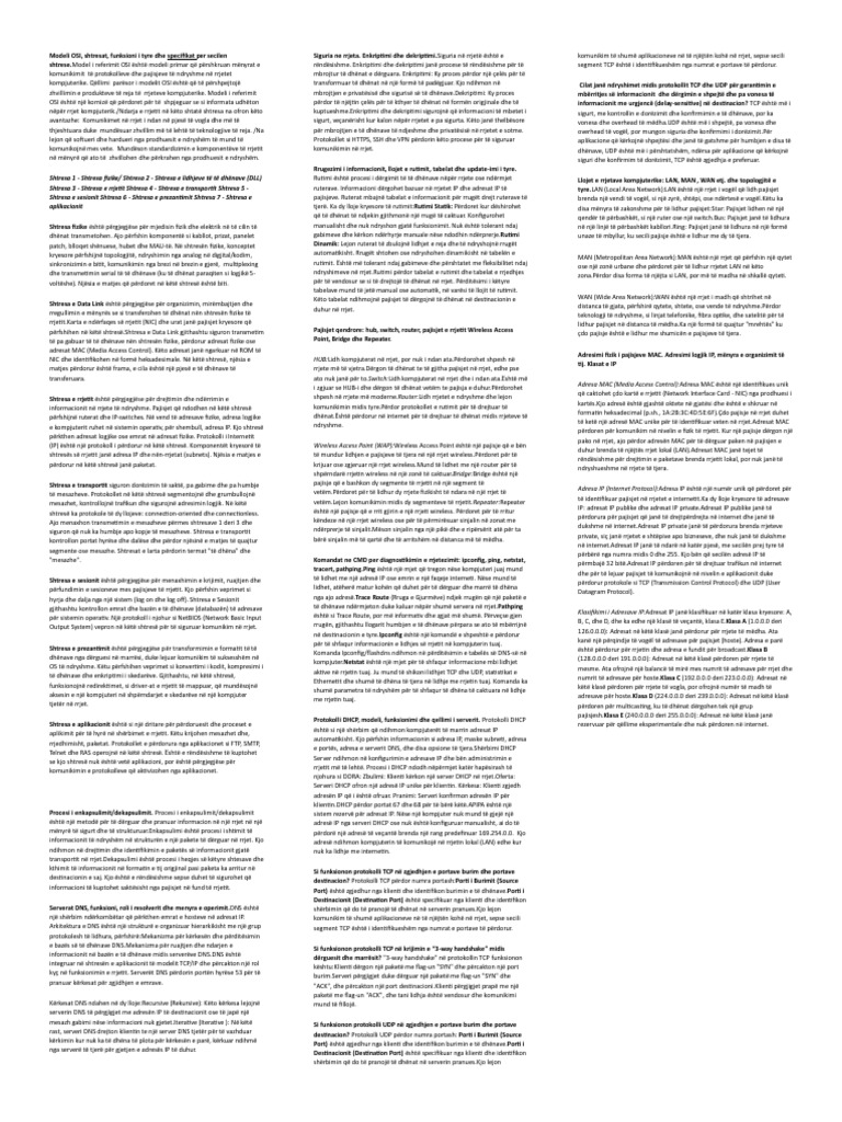 Rrjetat Kompjuterike - Flashcards 1 | PDF