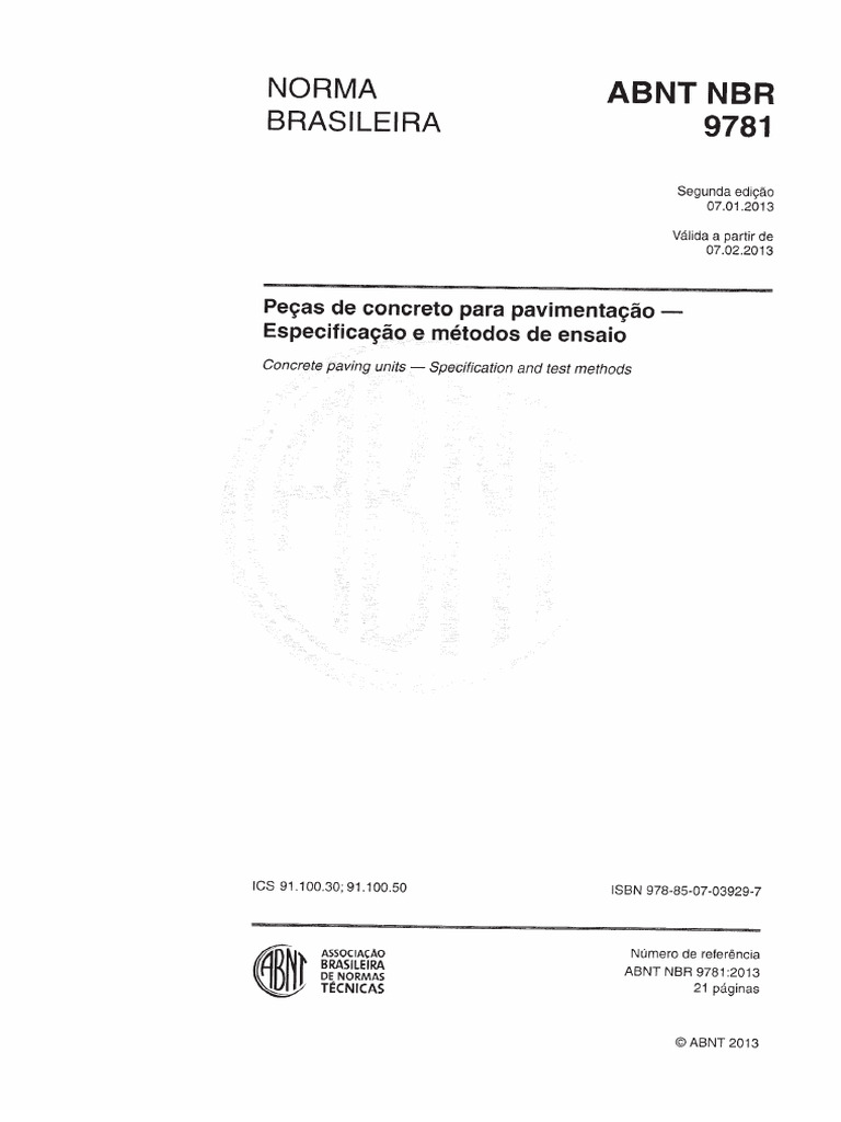 NBR 9781-2013 - Peças de Concreto para Pavimentação - Especificação e ...