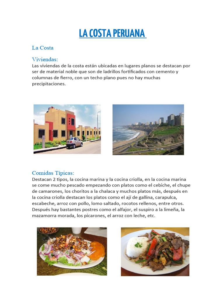 La Costa Peruana Monografia | PDF | Alimentos