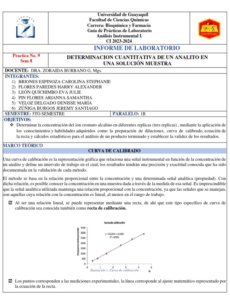 Informe #9 - Determinacion Cuantitativa de Un Analito en Una Solución ...