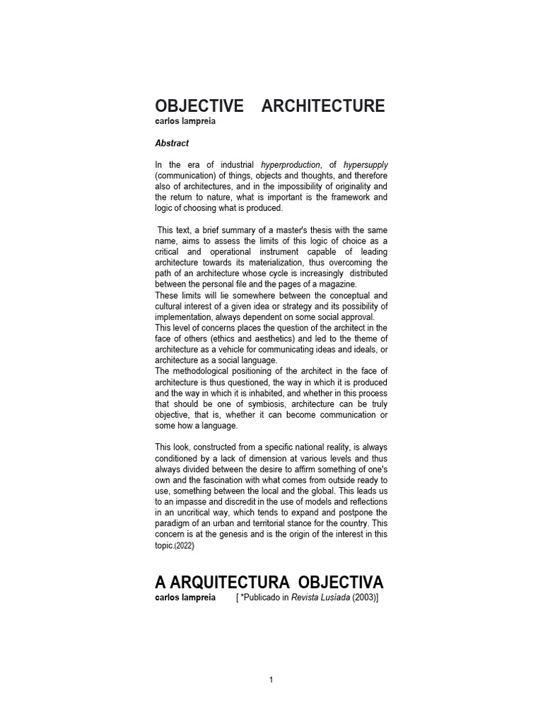 Arquitectura Objectiva cl2002 | PDF | Objectivity (Philosophy) | Science