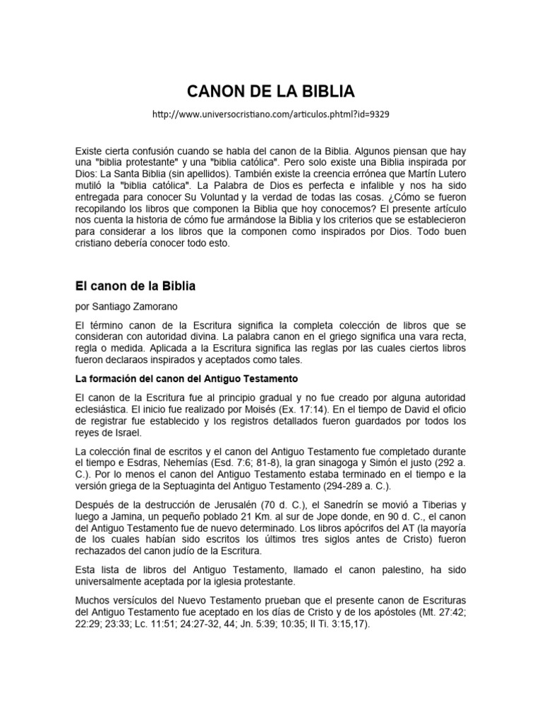 CANON DE LA BIBLIA | PDF | Biblia | Canon bíblico
