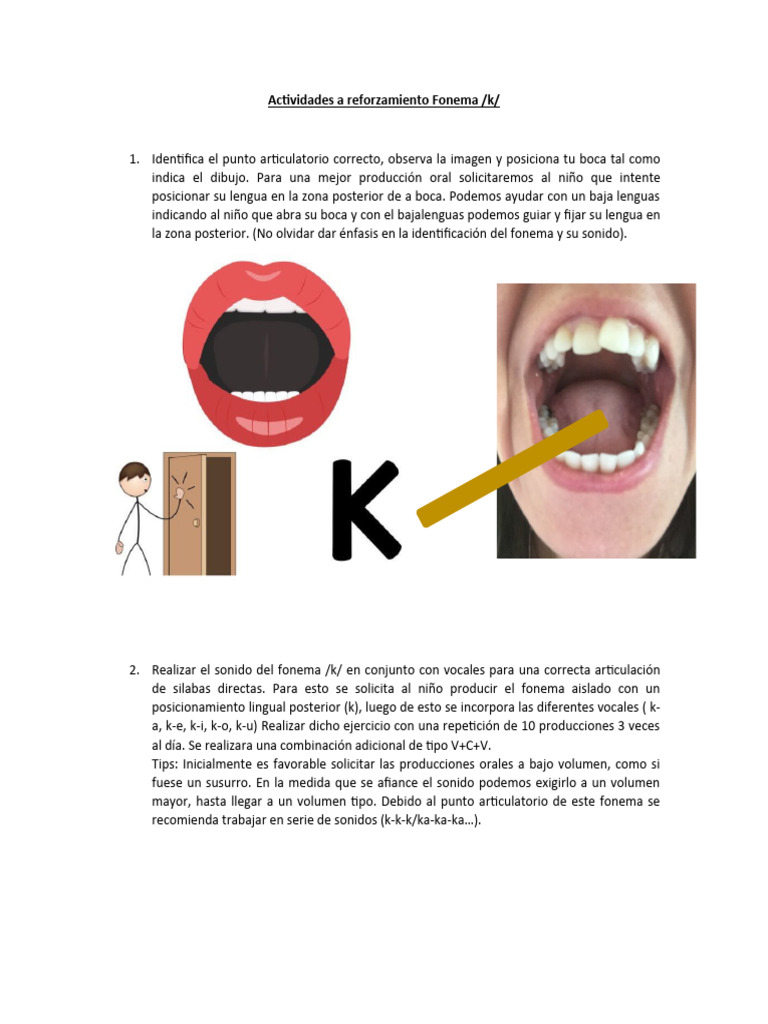 Actividades A Reforzamiento Fonema K | PDF | Lingüística | Comunicación humana