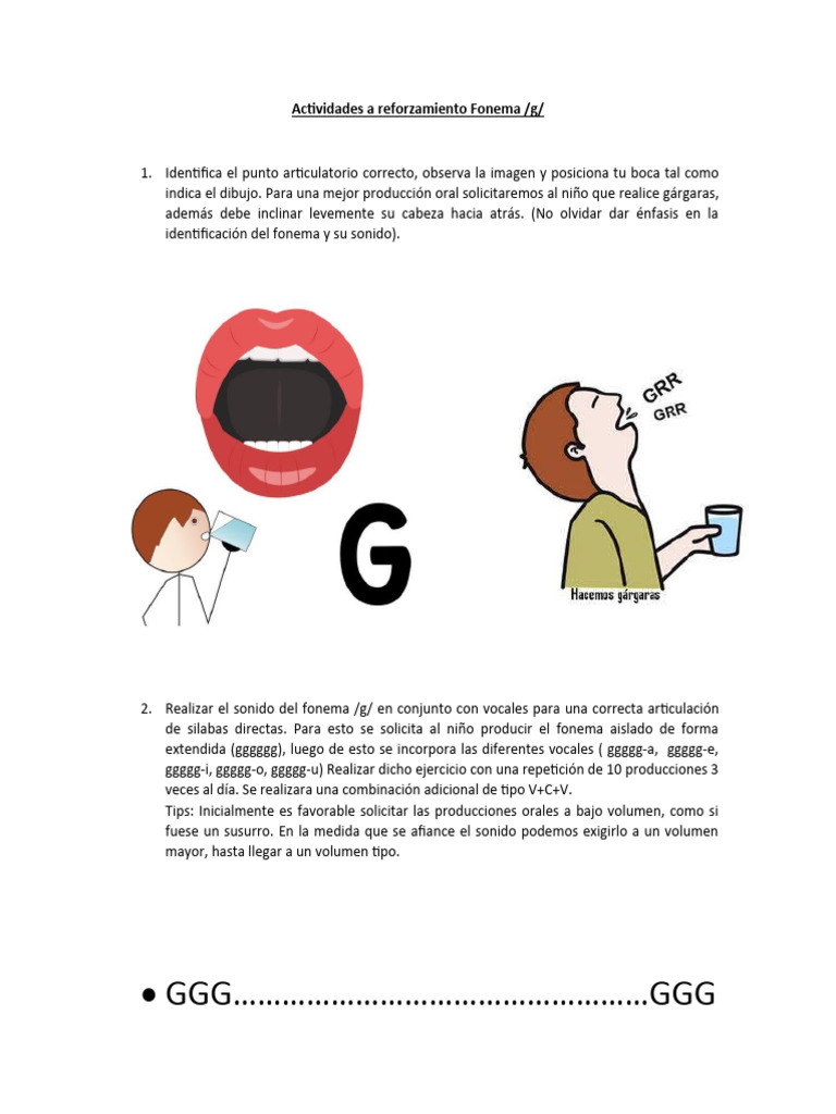 Actividades A Reforzamiento Fonema G | PDF | Artes del Lenguaje y ...