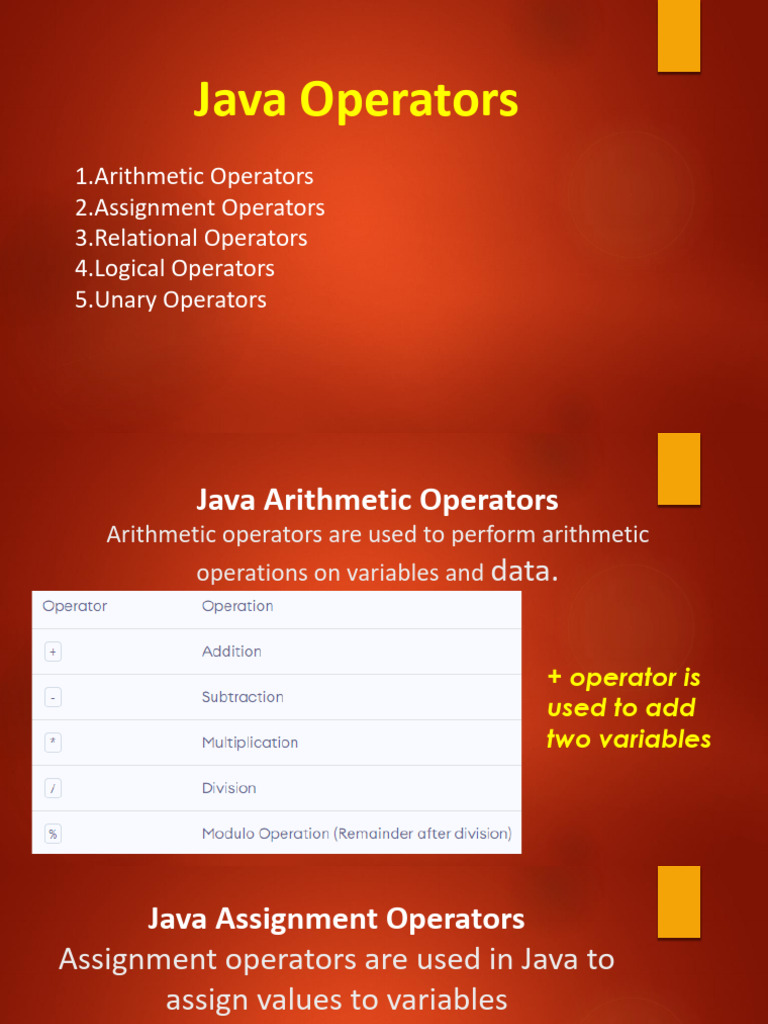 Java Operators (Update) | PDF | Computer Science | Software Development Java Operators (Update) | PDF | Computer Science | Software Development