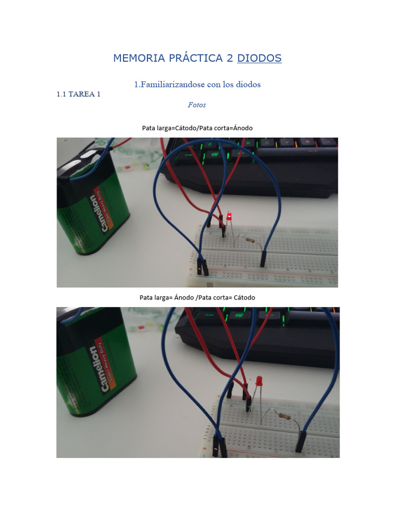 Memoria Práctica 2 Diodos | PDF | Diodo emisor de luz | Electrónica