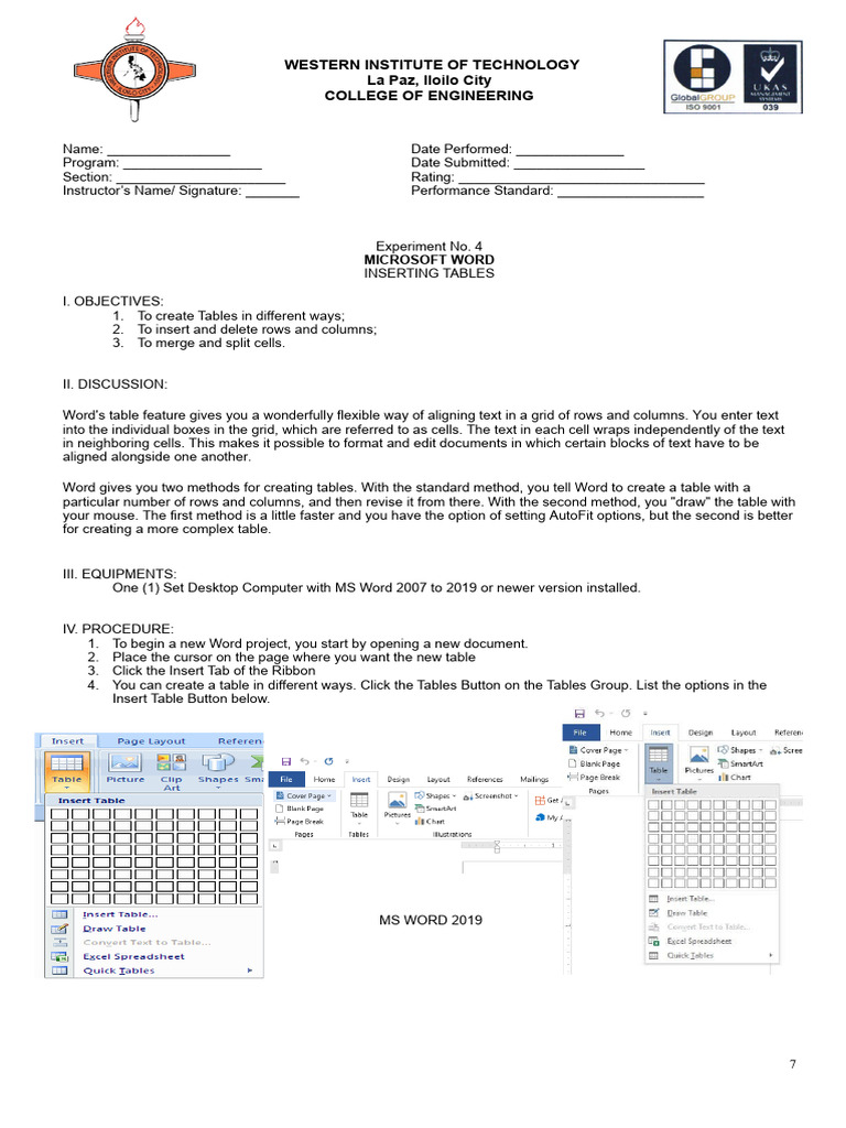 Inserting Tables | Pdf | Microsoft Word | Computer Architecture