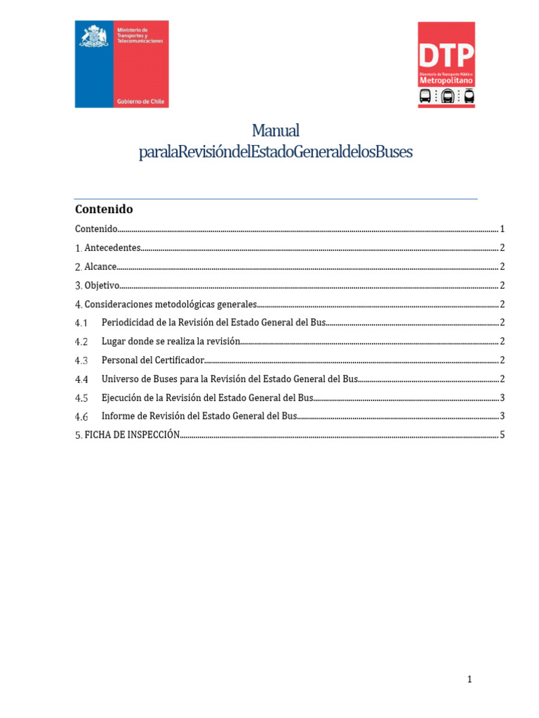 Manual Revisión Estado General Del Bus | PDF | Tecnología