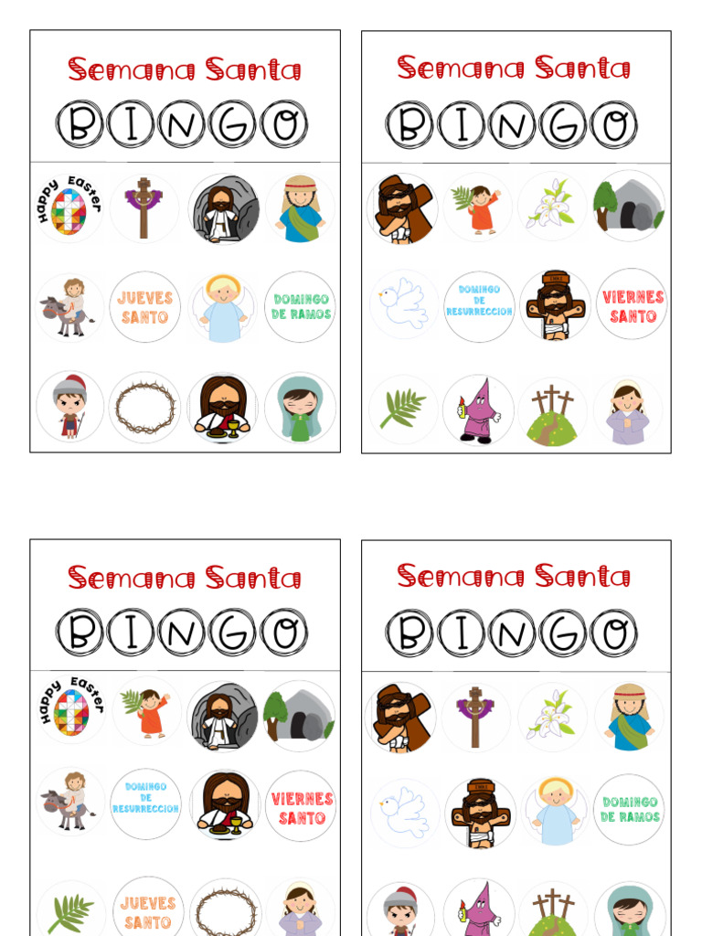 Plantilla Bingo Semana Santa | PDF | Iglesia Católica | Vacaciones ...