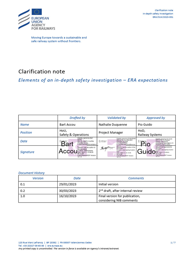 Elements of In-Depth Investigation - ERA Expectations | PDF | Safety | System