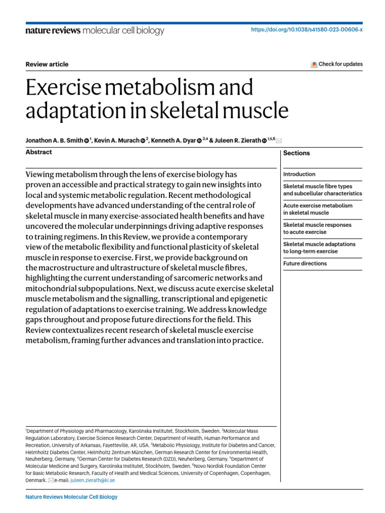 Nature, 2023 - Exercise Metabolism and Adaptation in Skeletal Muscle ...