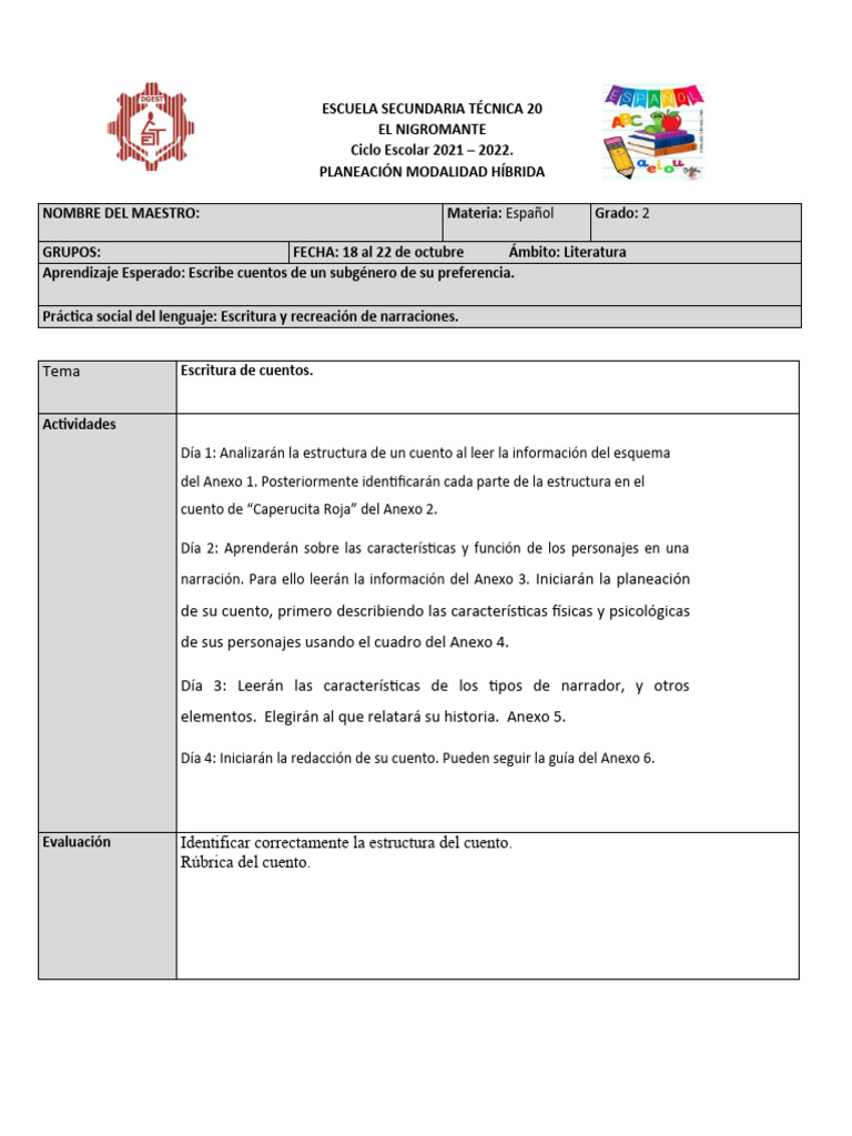 Taller de Cuentos para Secundaria | PDF | Caperucita Roja | Narración