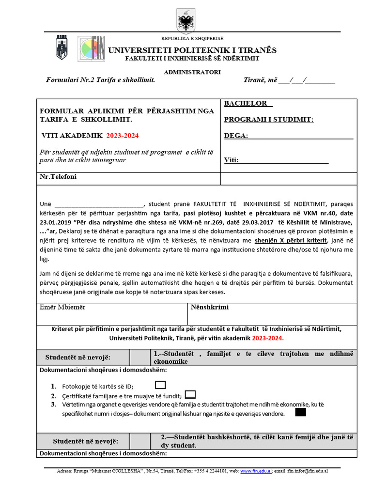 Formulari I Perjashtimit Nga TSH | PDF