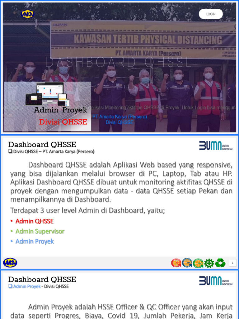 Dashboard QHSSE - Admin Proyek | PDF