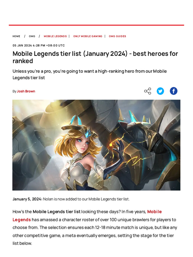 Mobile Legends Tier List (January 2024) - Best Ranked Heroes | PDF