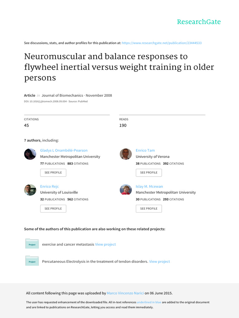 Neuromuscular and Balance Responses To Flywheel Inertial Versus Weight ...