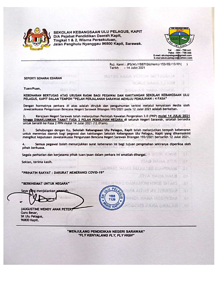 Surat Kebenaran Bertugas SKUP | PDF