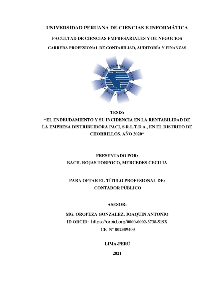 Tesis Final Presentado - Mercedes Rojas Torpoco | PDF