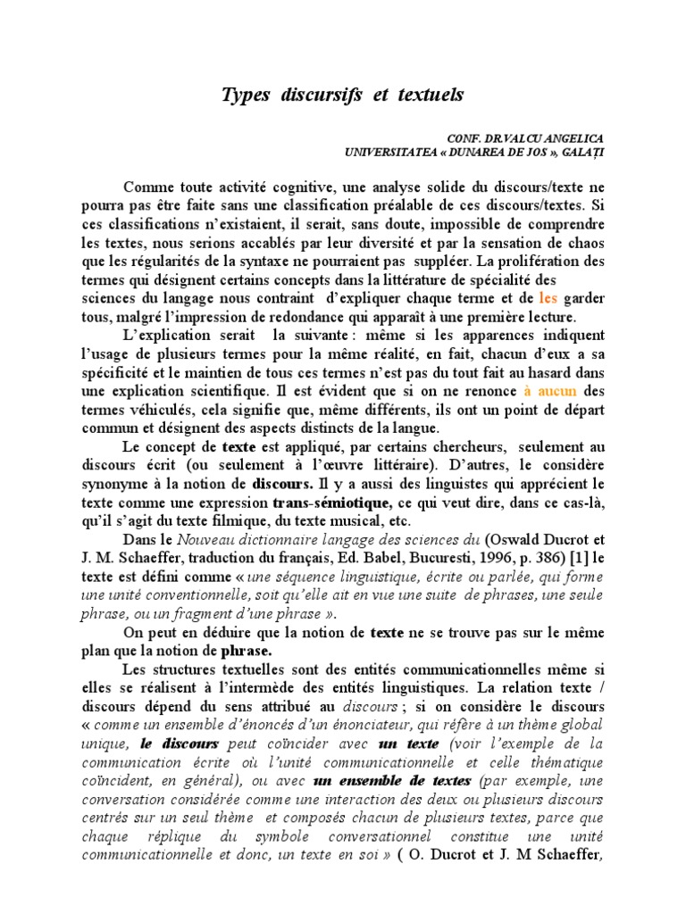 Types de Textes | PDF | la communication | Identité (Science sociale)