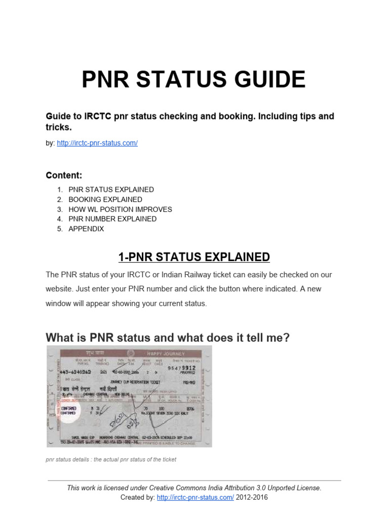 PNR Status 125 | PDF | Ticket (Admission) | Creative Commons License