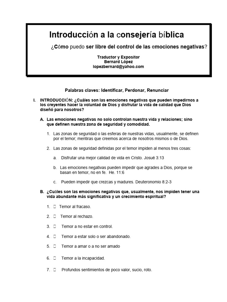 Como Puedo Ser Libre Del Control De Las Emociones Negativas 1 Pdf
