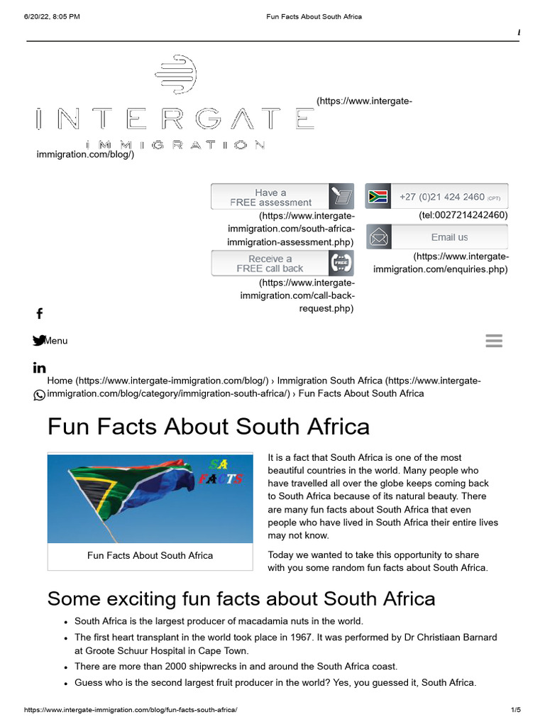 Key Facts About South Africa | PDF | South Africa