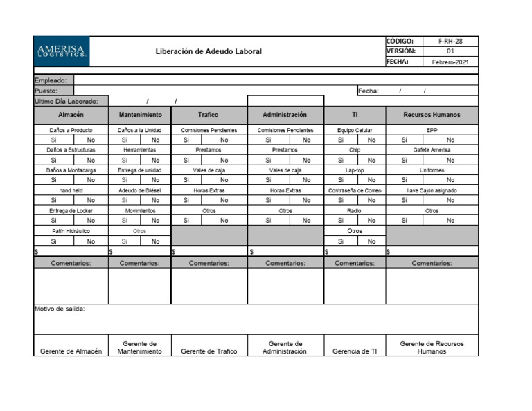 Liberación de Adeudos | PDF