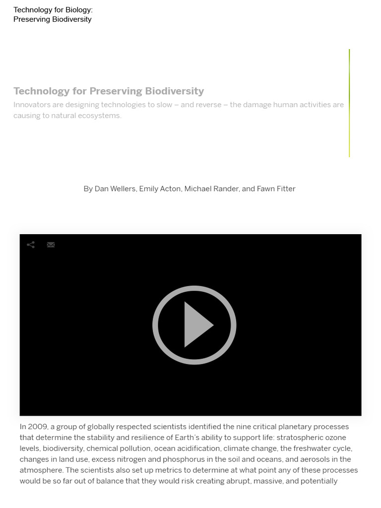 Preserving Biodiversity - Technology For Biology - SAP Insights | PDF ...