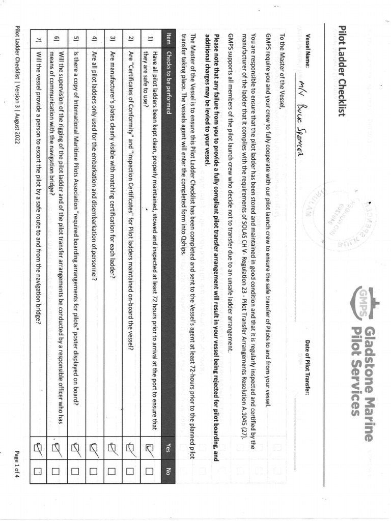 Pilot Ladder Checklist | PDF