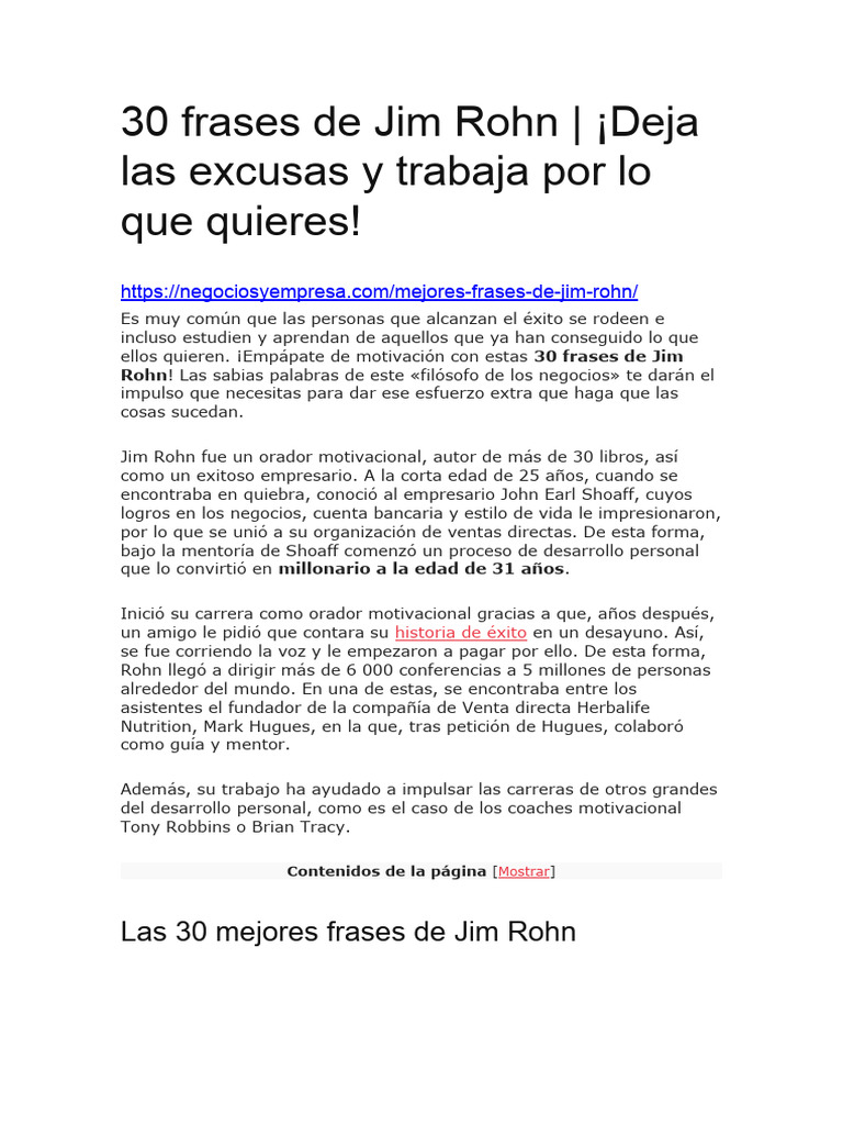 30 Frases de Jim Rohn | PDF
