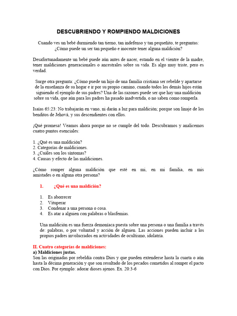 ROMPIENDO MALDICIONES Clase 1 | PDF | Maldición | Brujería