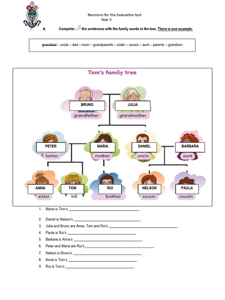 Year 3 Evaluation Test Revisions | PDF | Living Arrangements | Family