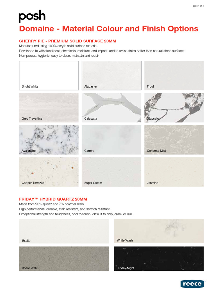 Material Colour Finishes Posh Domaine | PDF