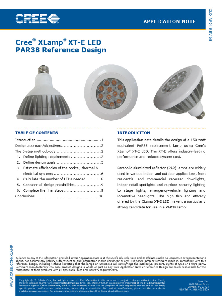 XLamp XTE PAR38 Ref Des | PDF | Light | Electrical Engineering