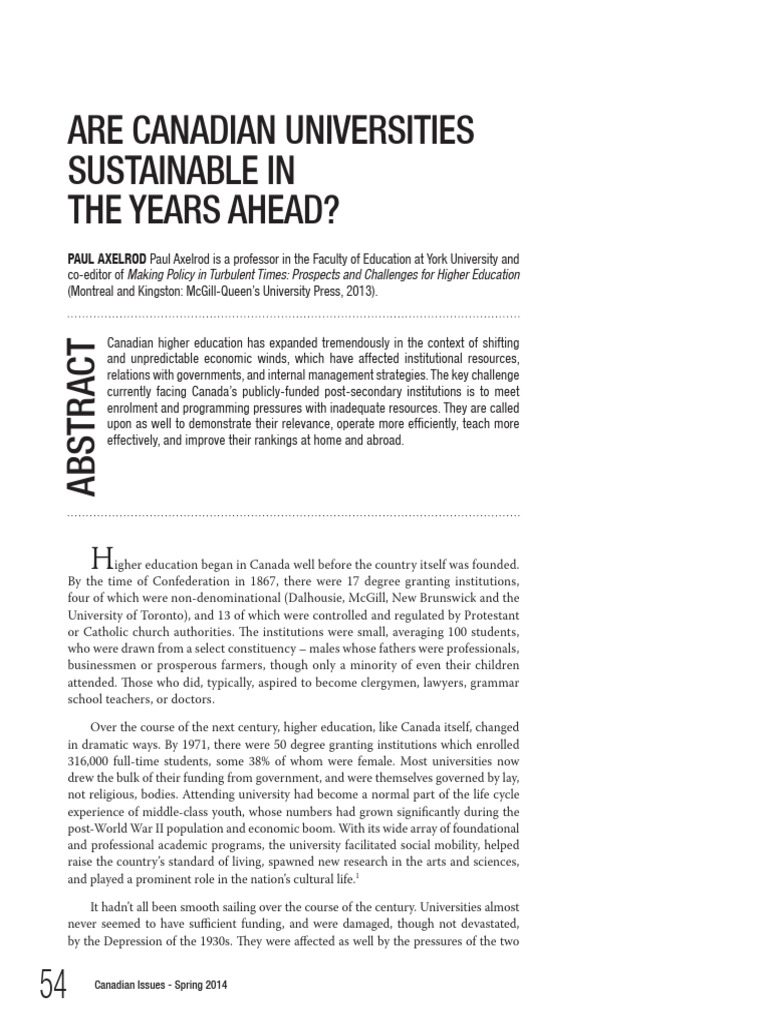 Are Canadian Universities Sust | PDF | University | Academic Degree