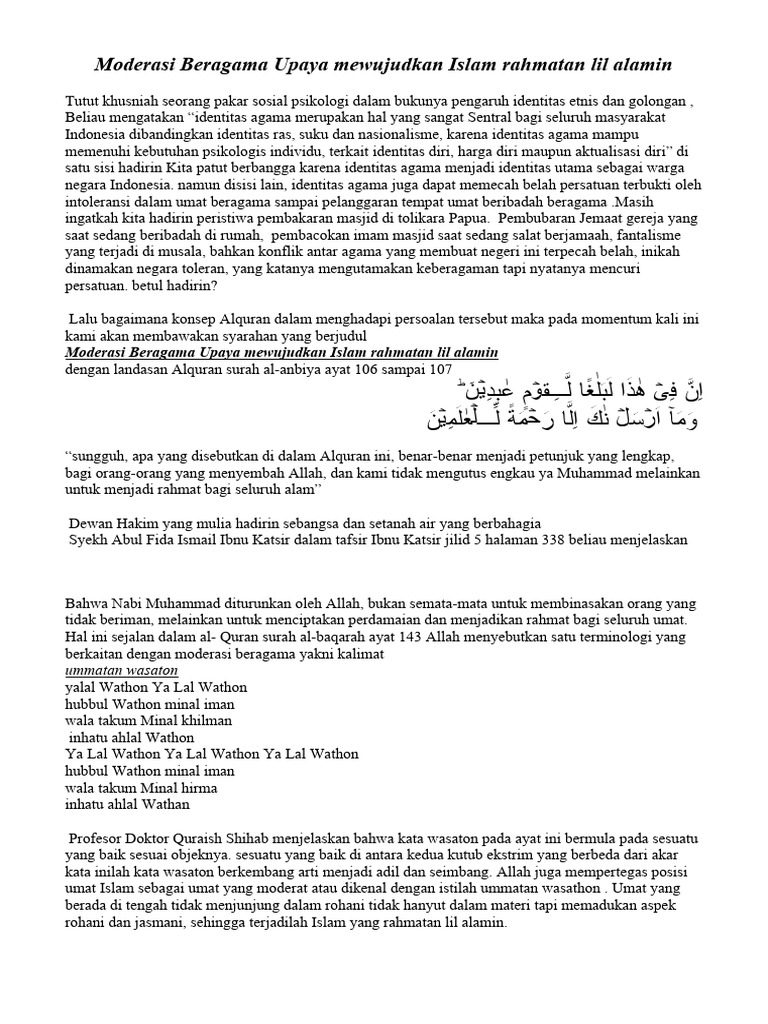 Moderasi Beragama untuk Islam Rahmatan | PDF | Ilmu Sosial | Agama ...