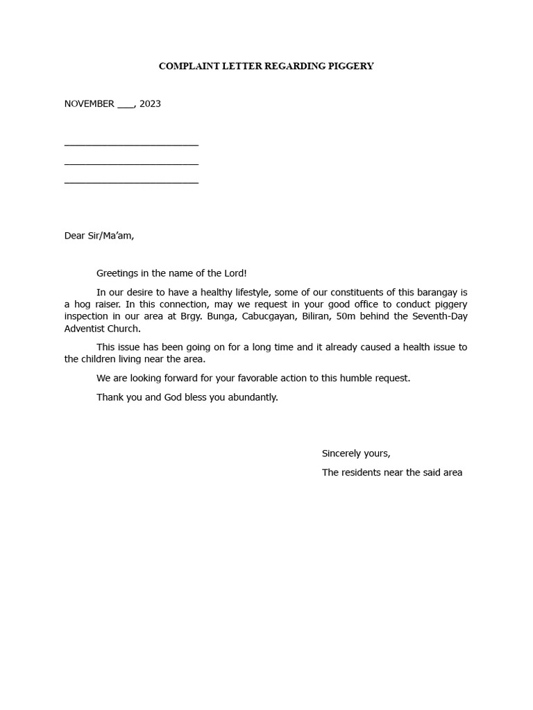 Complaint Letter | PDF