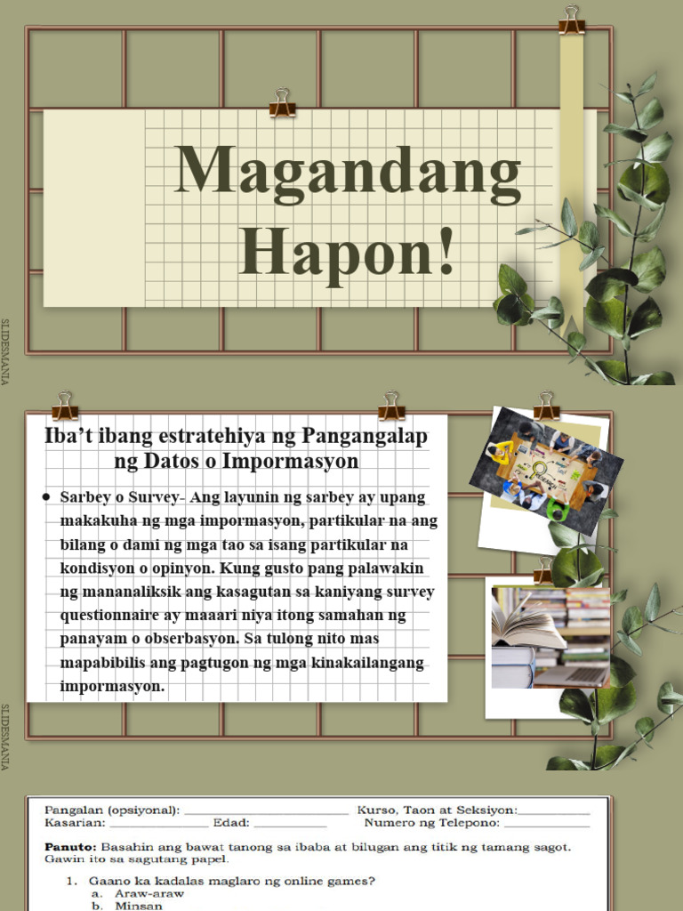 Iba't Ibang Estratehiya Sa Pangangalap NG Datos | PDF