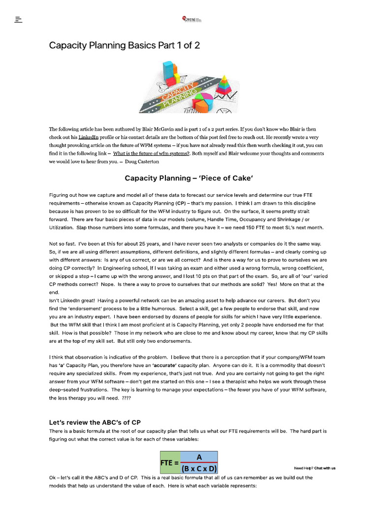 Capacity Plan 1 | PDF