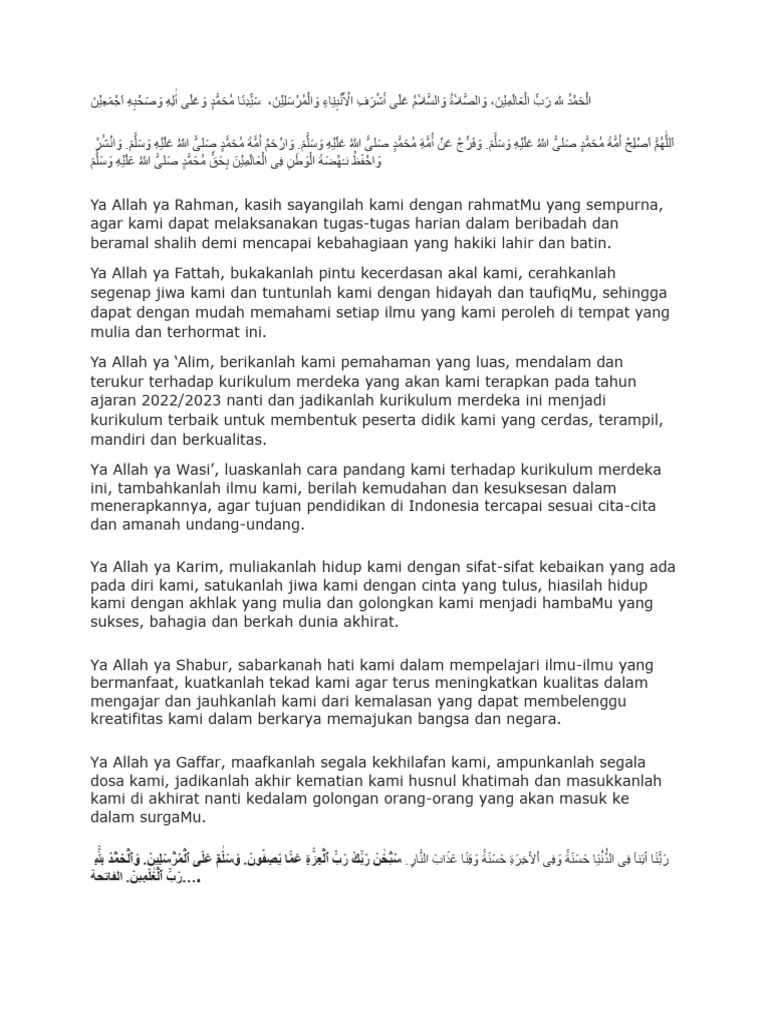 doa untuk kegiatan KKG | PDF