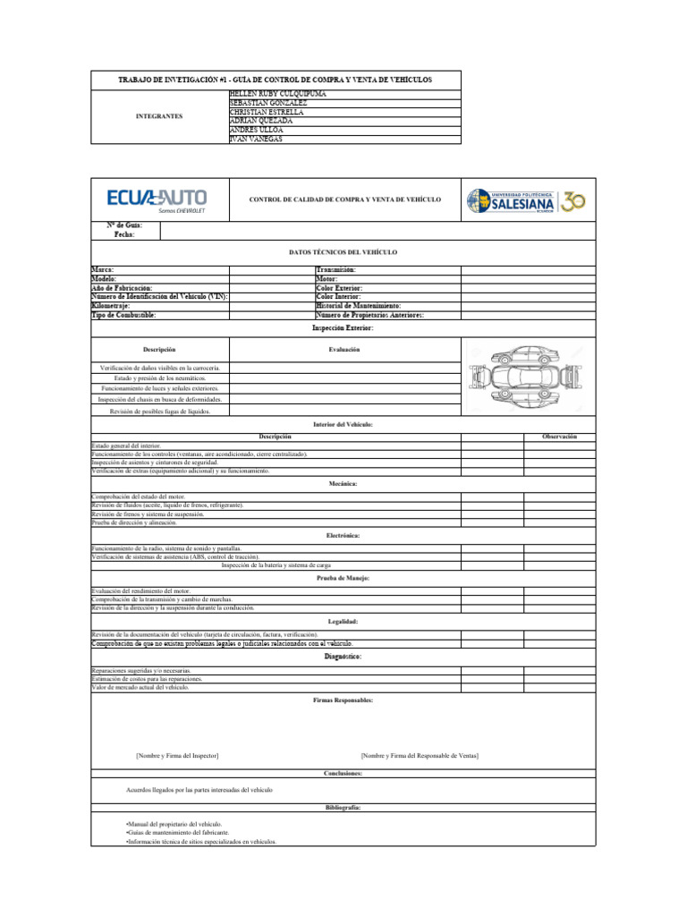 Guía de Control para Compra y Venta de Vehículos | PDF | Fabricantes de ...