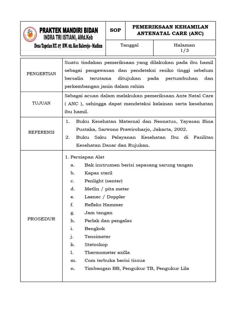 SOP ANC - Copy | PDF
