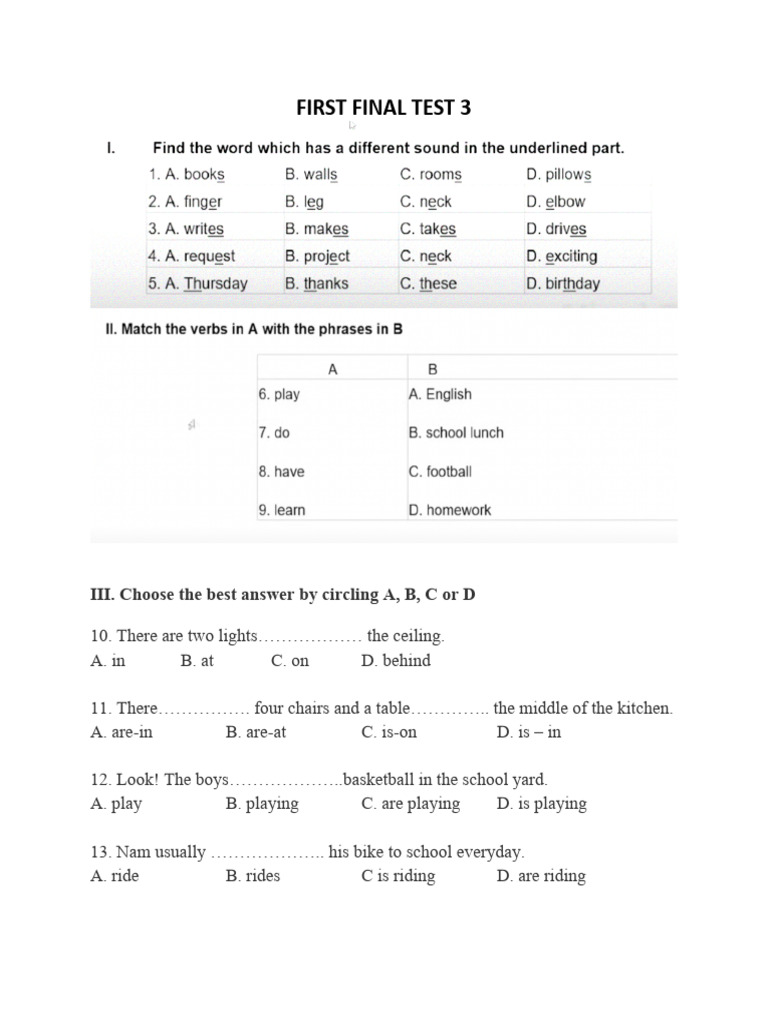 First Final Test 3 | PDF